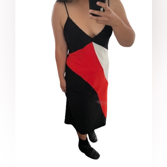 Zara | Dresses | Zara Color Block Vneck Midi Dress | Poshmark
